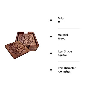 Personalized Coasters, Custom Engraved Wood Coasters for Drinks, Monogram Coasters with Holder, Wedding Gifts, Parents Gifts (M)