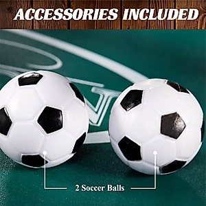 Soccer Foosball Table and Balls Set for Adults, Kids - Indoor Arcade Football Game Room Furniture 58 in Robot Style Players Bead Style Scorers Accessories Included, Brown Black