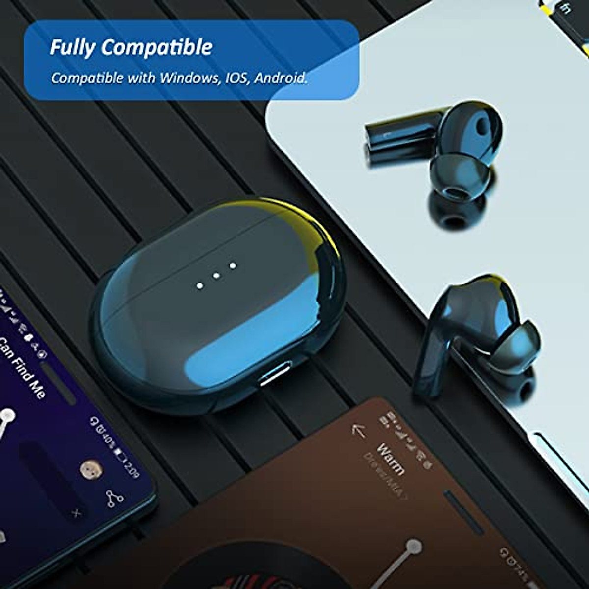 Awker A50 True Wireless Earbuds in Ear Bluetooth 5.1 Earphones Headphones, Touch Control with Charging Case, Built in Mic, Waterproof, TWS HiFi Stereo for Sport (Black)