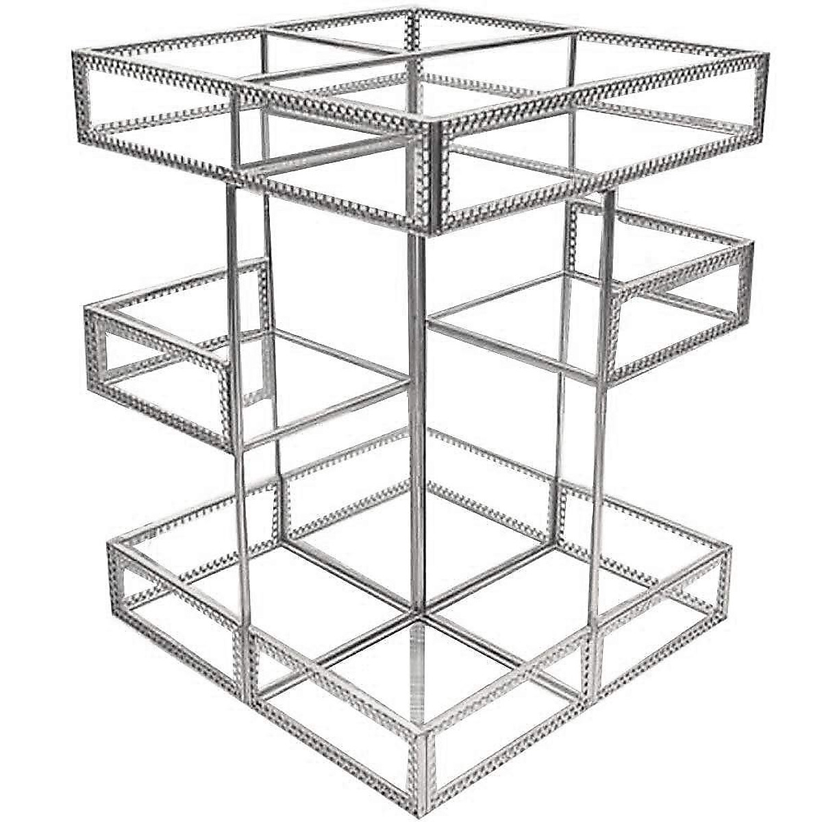 360 Degree Rotation Makeup Organizer Antique Countertop Cosmetic Storage Box Mirror Glass Beauty Display, Gold Spin Large Capacity Holder for Brushes Lipsticks Skincare Toner (silver)