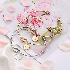 Bridesmaid Proposal Gifts, Silver Tie the Knot Bridesmaid Bracelet with Initial A Bridesmaid Gifts for Wedding, Matron Maid of Honor Gift Bridal Wedding Party Gifts Bridesmaid Bracelet Jewelry