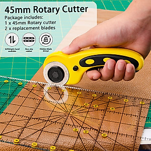 WORKLION 24" x 36" Large Self Healing PVC Cutting Mat and Rotary Cutter Set: 45mm rotary cutter and 2 replacement blades