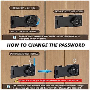 Mugvolax Anti-Theft Household Cabinet Password Hasp Locks, Combination Door Lock, Combination Latches, Keyless Door Lock, Hasp Locks with 3 Digit Password for Combination and Cabinet