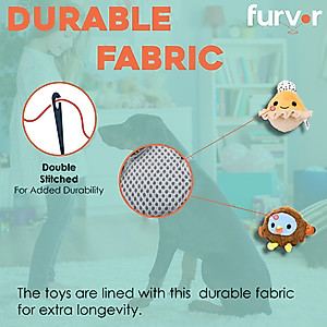 Flourish Pets 2 in 1 Multi-Layer Chew Toy for Active Dogs | Non-Toxic BPA Free Double Stitched Soft Fabric Exterior Dog Toys | Long-Lasting Dog Plush Toys – Turkey + Pumpkin (4”)