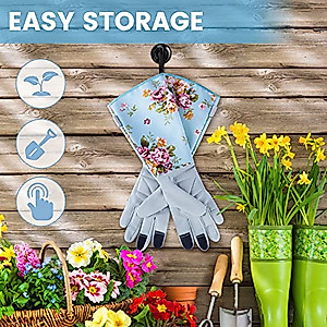 WANCHI Garden Gloves for Women Long Sleeve Gardening Gloves Thorn Proof Rose Pruning Gloves Light Protective Work Gloves for Yard & Outdoor Work Blue Large