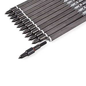 NIKA ARCHERY 7.5" Crossbow Bolts Carbon Arrows SP350 for Cobra System R9 Bow Hunting, Pack of 12