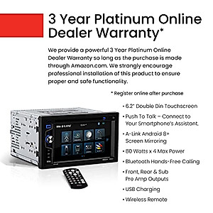 BOSS Audio Systems Elite BV755B Car Stereo System - 6.2 Inch Double Din Touchscreen, Bluetooth Head Unit, AM/FM Radio Receiver, CD Player, USB, SD, Aux In, Hook Up To Amplifier