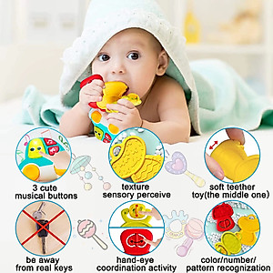 Baby Toys 9-12 Months Baby Musical Toys Rattle Infant Toy for Toddler My First Car Keychain Light up Teething Toy for Baby Keys Baby Interactive Pretend Play Toy Kids Tactile Sensory Toy Gift for Baby