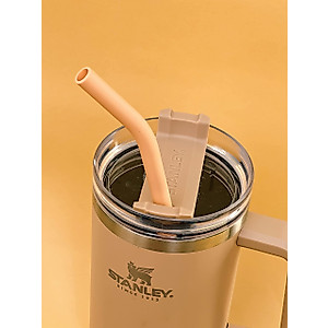 purifyou Reusable Silicone Straws - Extra Long & Wide (14.5 inch), Set of 5 with Silicone Tips, Portable Travel Case, & Cleaning Brush - Compatible with 40oz Stanley Cups & Tumblers