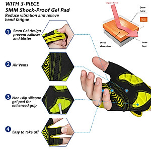 MOREOK-Cycling Gloves Bike Gloves for Men/Women-[5MM Gel Pad] Biking Gloves DEEP Yellow-M