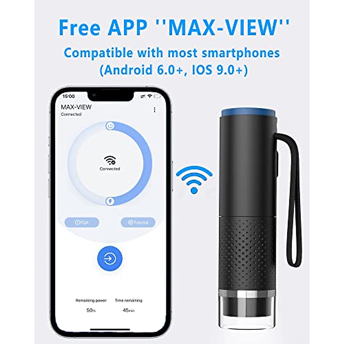 Wireless USB Digital Microscope, Handheld HD Fixed Focus Magnifier, Pocket Microscopes with LED Lights, 50x-1000x Magnification Inspection Camera Compatible with IOS Android Phone, MacBook, Windows PC