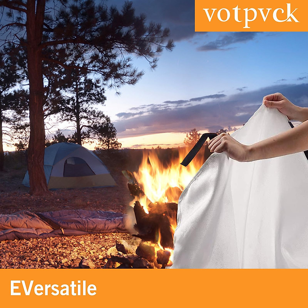 Votpvck Emergency Fire Blanket for Home and Kitchen,Fireplace Grill Camping,Survival Gear Emergency Supplies,Flame Retardant Protection and Heat Insulation,2 Pack Fibeglass Blanket 39’’x39’’