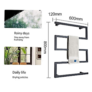 MUSUMI Towel Warmer, Electric Heated Towel Rack with Timer, 304 Stainless Steel Heated Towel Rail Wall Mounted 5 Bars Bath Towel Heater