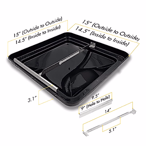 HTTMT- 1Pc Black 14" x 14" Replacement Impact-Resistant Universal Motorhome RV Roof Vent Lid Cover Camper RV Trailer Fresh Air Ventilation Wind [P/N: ET-CAR-FIX018A-BK]
