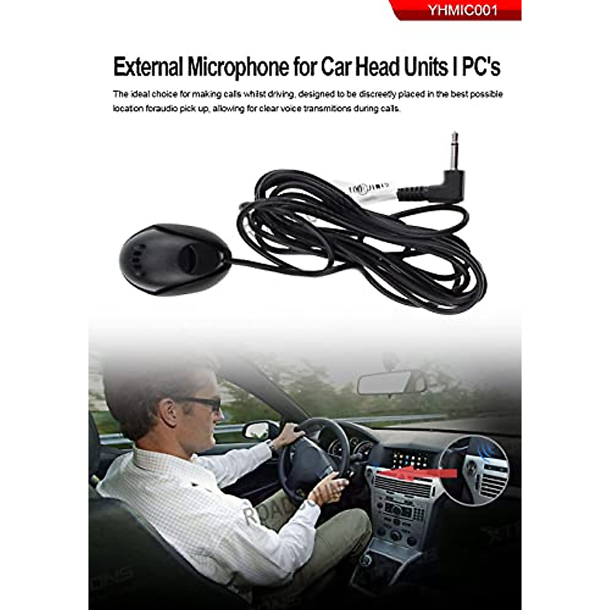 Zbark 3.5mm Microphone External Mic Assembly for Car Vehicle Head Unit Bluetooth Enabled Stereo Radio GPS DVD