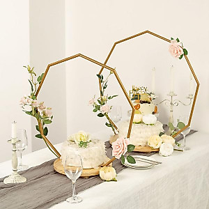 Efavormart Nonagon Wedding Arch Cake Stand, Metal Floral Centerpieces Display - 27"