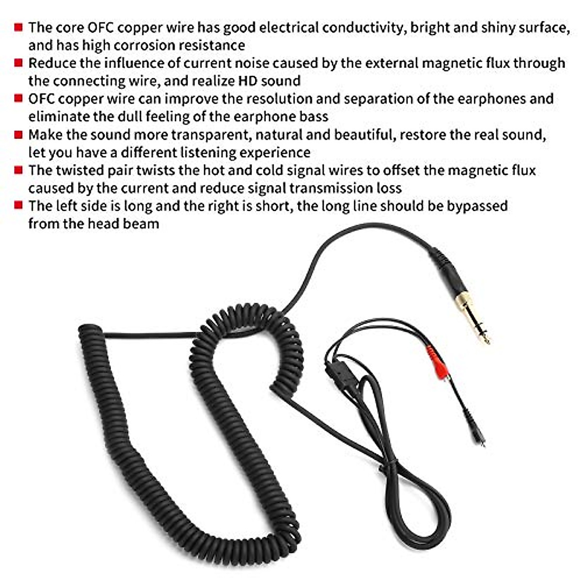 eboxer-1 Headphone Audio Cable, Spring Audio Cable with Adapter, OFC Copper Core, Replacement 3.5mm Headset Audio Wire for Sennheiser HD25/HD560/HD540/HD430/HD250, 19.7ft