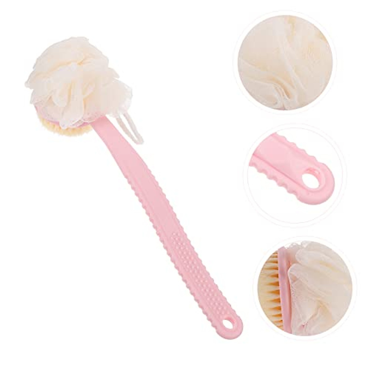 FRCOLOR 2pcs Shower Brush Bath Back Brush sponges for Body Bath loofahs Body Scrub Brush Handle Back Scrubber Long Handle Back Brush Shower Scrubber Bath Brush mesh Ball Back Skin Scrubber