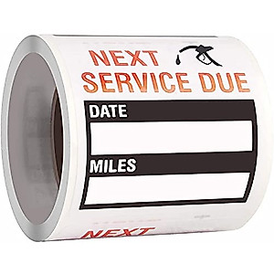 100 Pieces Oil Change Stickers，Service Reminder Labels, Auto Maintenance Service Due Reminder Stickers Labels，2 x 2 Inch, 1 Roll (Black)