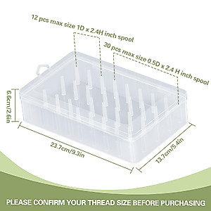 QZONELIFE 2pcs Sewing Organizer Sewing Threads Box Bobbins Holder Storage Case 42 Slots Transparent Needle Spool Organizer Sewing Threads, Hold 30 pcs 0.5D x 2.4H in Spool + 12 pcs 1D x 2.4H in Spool