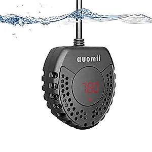 auomii Mini Submersible Aquarium Heater, 50W/100W Small Fish Tank Heater, Built-in Thermometer, 2 LED Temperature Display, External Temperature Controller, Smart Memory, 50W (1-10Gallons)