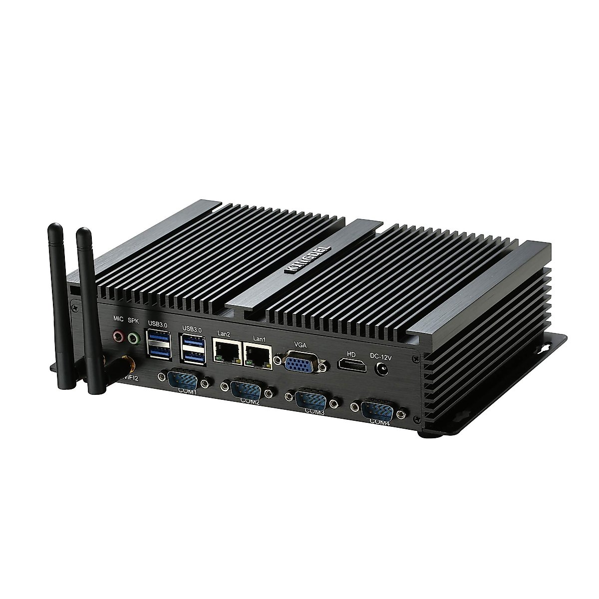KINGDEL W-11 Pro Industrial PC, Fanless Mini Desktop Computer with Intel Celeron Dual Core CPU, 8GB RAM, 128GB SSD, 2xNICs, 4xCOM RS232, HD Port, Full Metal Body
