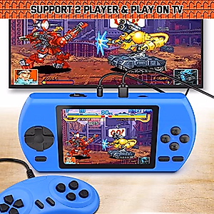 JAMSWALL Retro Handheld Game Console, Portable Retro Video Game Console with 400 Classical FC Games 2.8-Inch Screen 800mAh Rechargeable Battery Support for Connecting TV and Two Players(Blue)