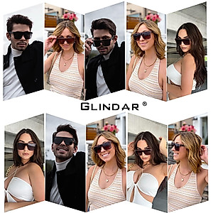 GLINDAR Polarized Shield Sunglasses for Men Square Flat Top Sports Glasses Black Frame/Grey Lens