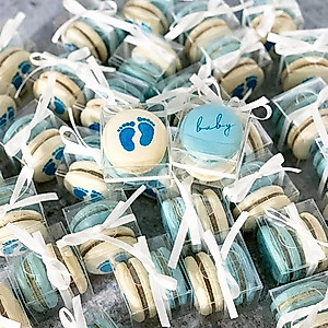 Jutieuo 100 Pack 2x2x2 Inches Clear Favor Boxes with Ribbons, Transparent Cube Treat Boxes for Candy Mini Cupcake & Chocolate Bomb, Individual Macaron Packaging Box for 2