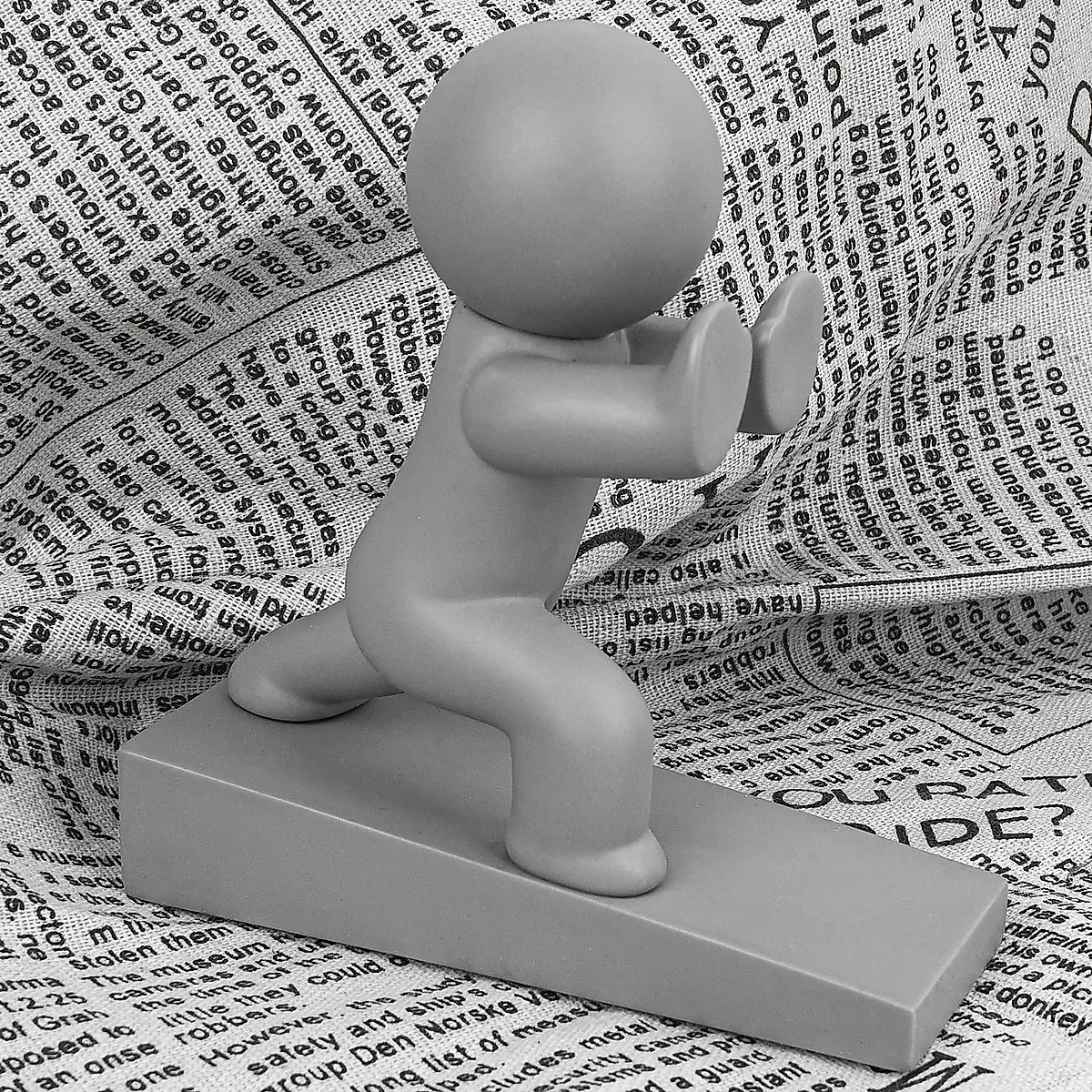 Cute Door Stopper, Buddy Decorative Door Stop, Protects Your Floors (Gray, 1 Pack)