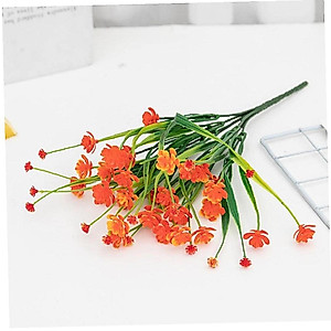 TOSSPER 1 Bundles Artificial Flowers, Fake Simulation Plant Plastic Shrubs for Home Garden Porch Window Wedding Party Decor (Orange)