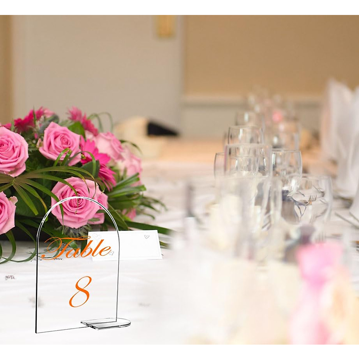 20 Sets Clear Arch Acrylic Sign with Stand Blank Arched Acrylic Table Numbers for Wedding Events Parties Decor (4 x 6 Inch)