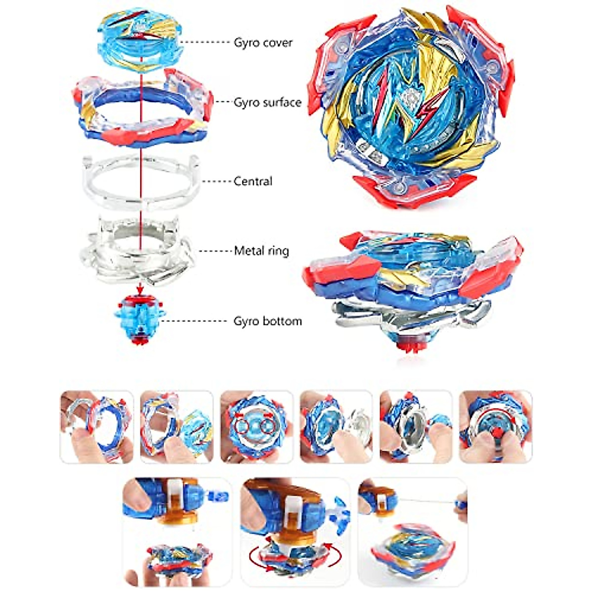 Desamvap Bey Battling Tops Burst Pro Series Dynamite B-193 Ultimate Valkyrie Variable'-9 Bey Blades with Launcher & Grip Battle Game Set Right Spin DB Layer System, Toys Gifts for Kids Children Boys