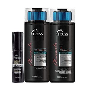 TRUSS Instant Repair Leave-in Hair Protector Bundle with Miracle Shampoo and Conditioner Set