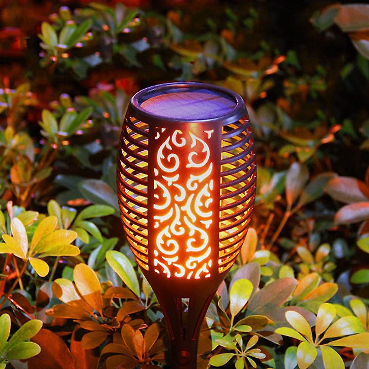 ZHUANYIYI Plug Solar Flame Lights for Outdoor Ground, Landscape Lighting Lights for Courtyard Lawn Ground, Home Garden Decoration Lights, Waterproof Lights for Fence Pavement