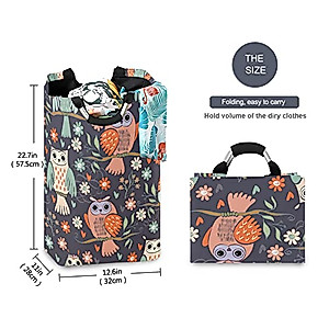Kigai Sweet Owl Large Laundry Baskets Waterproof Collapsible with Handles Dirty Clothes Organizer Toy Storage Basketfor College Dorms Laundry Room Bedroom Bathroom