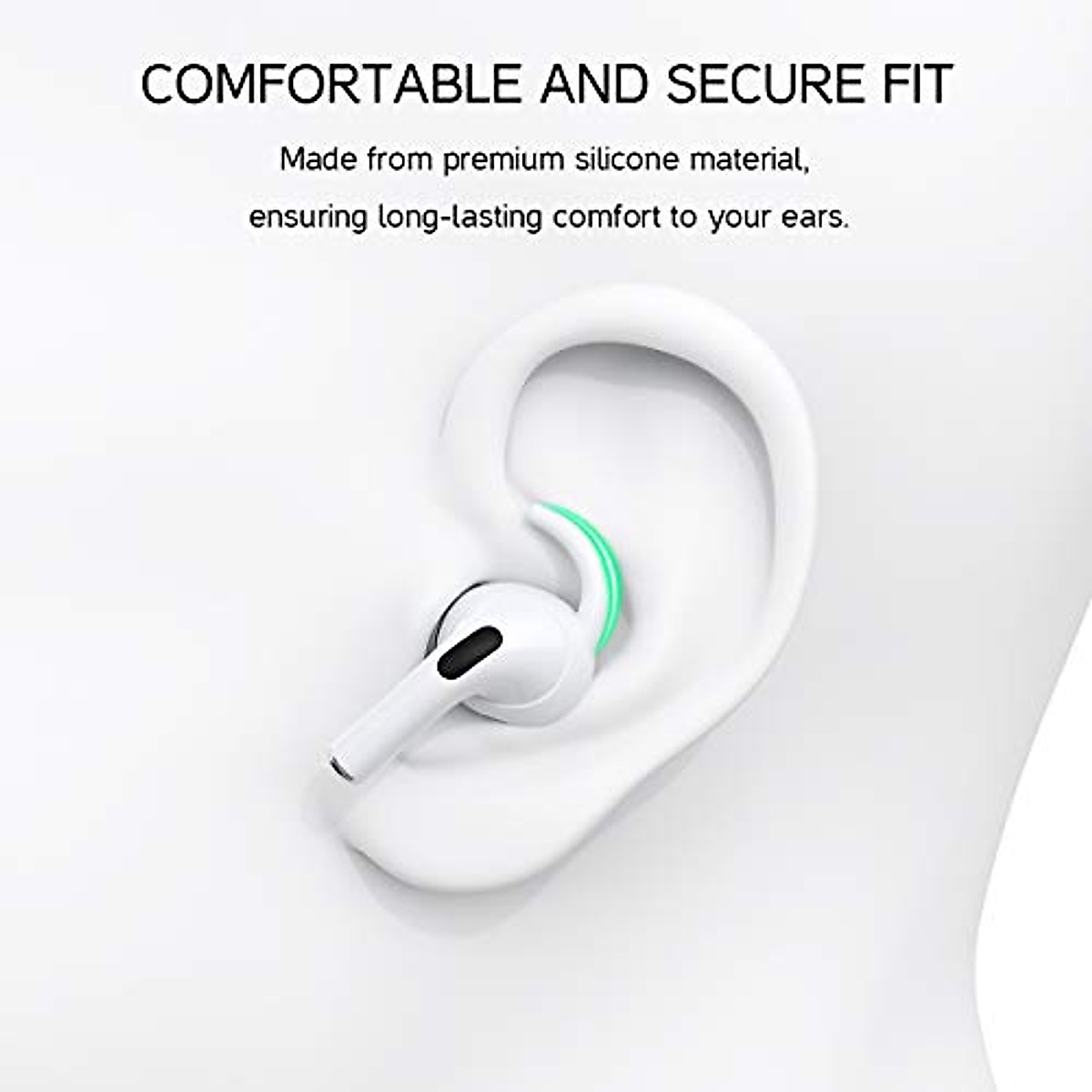 Ear Hooks for AirPods Pro,Anti-Slip Ear Tips Accessories Compatible with AirPods Pro 2019 (White) Not Fit in Charging Case -3 Pairs