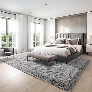 HQAYW 8x10 Area Rug for Living Room Large Fluffy Bedroom Rugs Ultra Soft Shaggy Carpet for Kids Girls Room Non-Slip Fuzzy Dorm Rugs Comfy Home Decor Floor Carpets, Grey