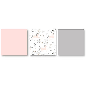 Sweet JoJo Designs 4 Piece Pink, Grey and Gold Unicorn Baby Girl Crib Bedding Set Without Bumper