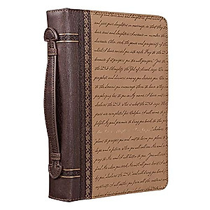 Christian Art Gifts Men's Classic Bible Cover for I Know The Plans Jeremiah 29:11, Brown Faux Leather, Large