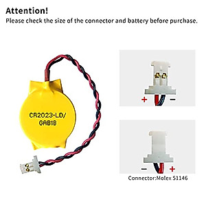 EEMB 10PACK 3V CR2032 CMOS Battery with Wire Leads and MOLEX Connector Computer Replacement Battery for Alienware R1 M18 Area-51 M9700