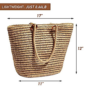 VSUVUR Women Large Woven Straw Beach Tote,Hand-Woven Straw Handbag, Handmade Weaving Shoulder Bag,Summer Beach Bag