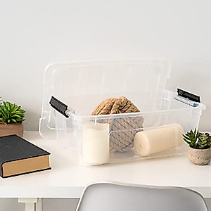 IRIS USA 12 Qt. Plastic Storage Container Bin with Secure Lid and Latching Buckles, 6 pack - Clear, Durable Stackable Nestable Organizing Tote Tub Box Toy General Organization Small