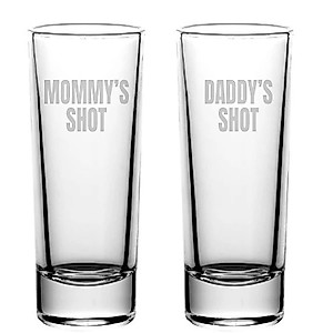 Alankathy Mugs shot glass set mommy daddy shot mommy's daddy's (2.0 OZ TALL)