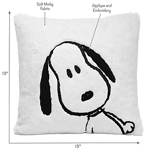 Lambs & Ivy Classic Snoopy White/Black Furry Decorative Nursery Throw Pillow