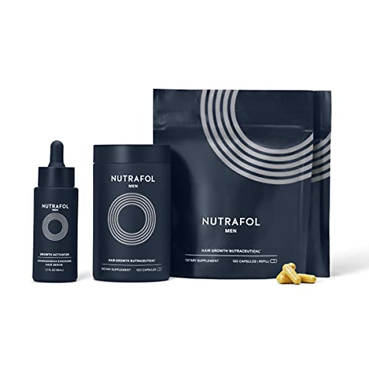 Nutrafol Fullest Hair Kit | Men's Hair Growth Supplement & Growth Activator | Supports Visibly Stronger, Thicker Hair | Patent-Pending Ashwagandha Exosome Technology | 3 Month Supply