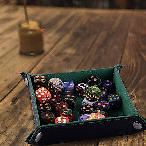 SIQUK 6 Pieces Dice Tray Velvet Folding Square Holder for Dice Games Like RPG, DND, and Other Table Games, 6 Colors