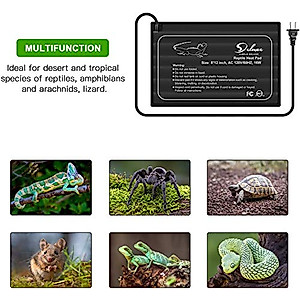 Simple Deluxe 8 X 12 Inch 16W Reptile Heating Pad with 2-Probe Digital Thermometer and Hygrometer Under Tank Heater Terrarium Warmer Heat Mat for Amphibians and Reptiles Pet, Black