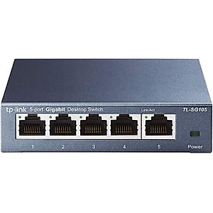 TP-Link PCMag Editor's Choice - AC1750 WiFi Range Extender - Extend WiFi Signal to Smart Home & Alexa Devices (RE450) & 5 Port Gigabit Ethernet Network Switch (TL-SG105)