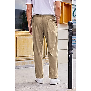 COOFANDY Men's Jogger Pants Running Hiking Drawstring Trousers Work Sweatpants Khaki